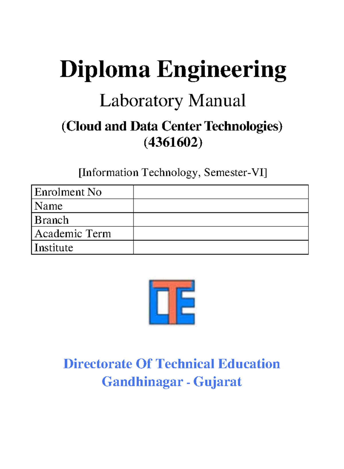 4361602 Cloud and Data Center Tech Lab Manual: Skills & Practical Insights - Studocu