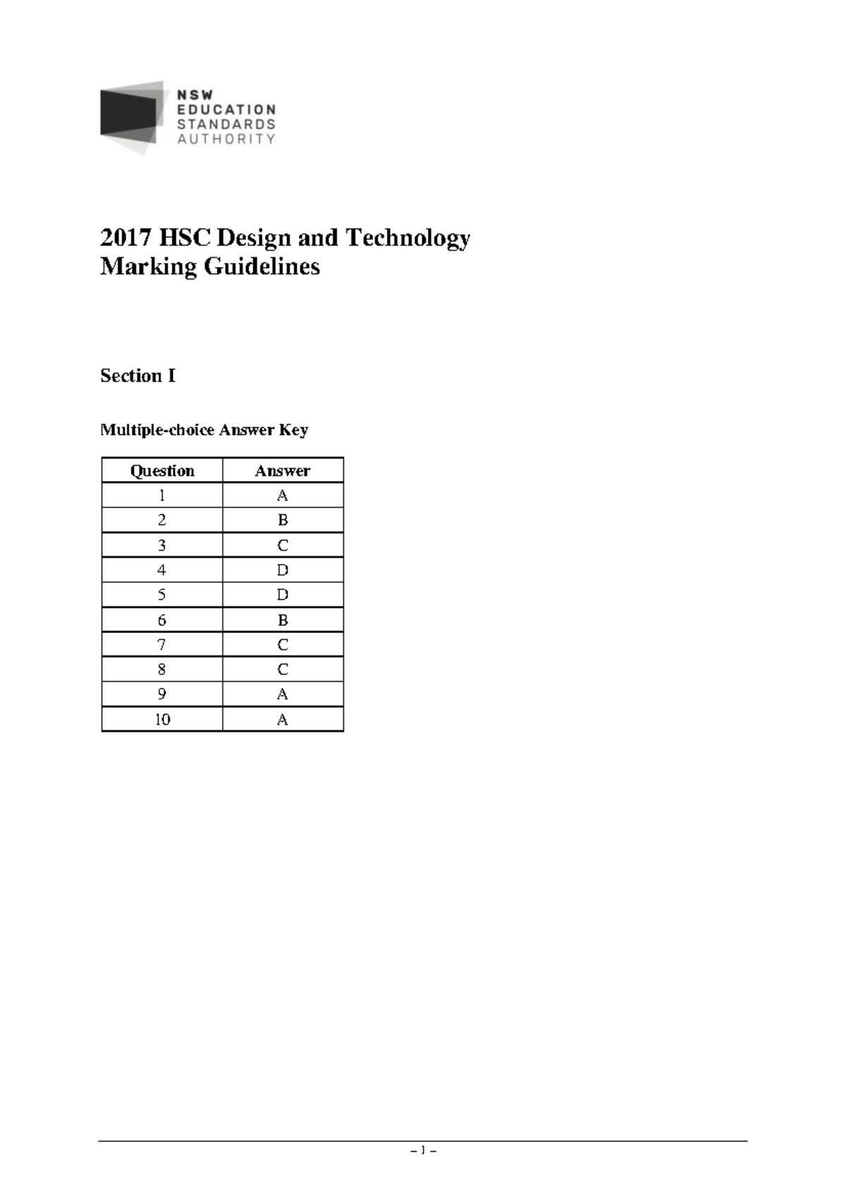 2017 HSC Design and Technology Marking Guidelines & Answer Key - Studocu