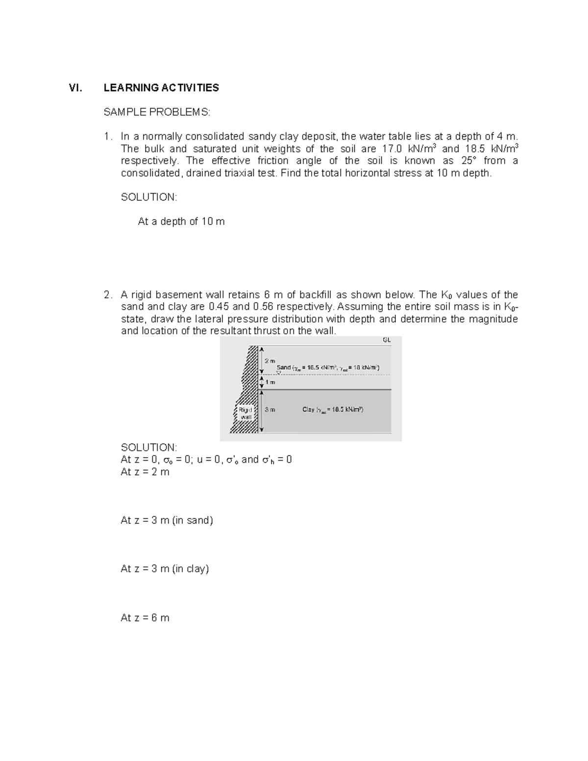 Sample Problems - VI. LEARNING ACTIVITIES SAMPLE PROBLEMS: In a ...