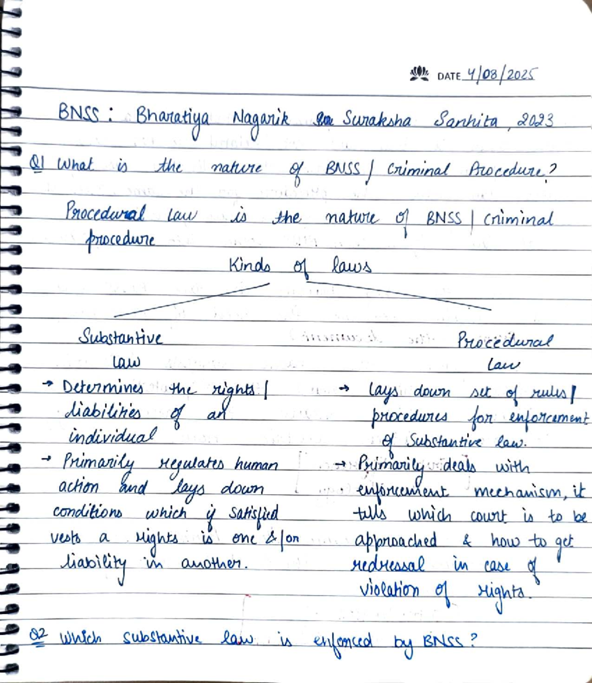 BNSS: Overview of Bharatiya Nagarik Ba Suraksha Sanhita 2023 - Studocu