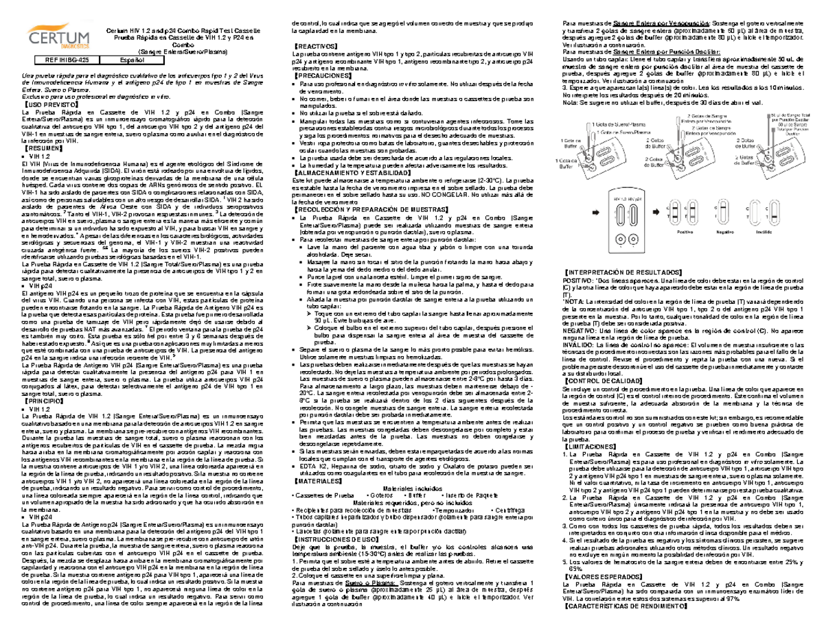 Certum HIV 1 & p24 Combo Rapid Test Overview - Cas 241010 104205 - Studocu