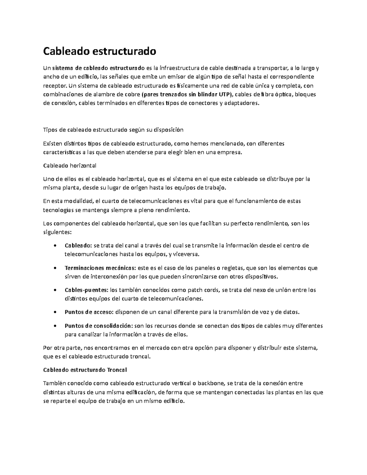 Material de información sobre cableado estructurado 6II - Studocu