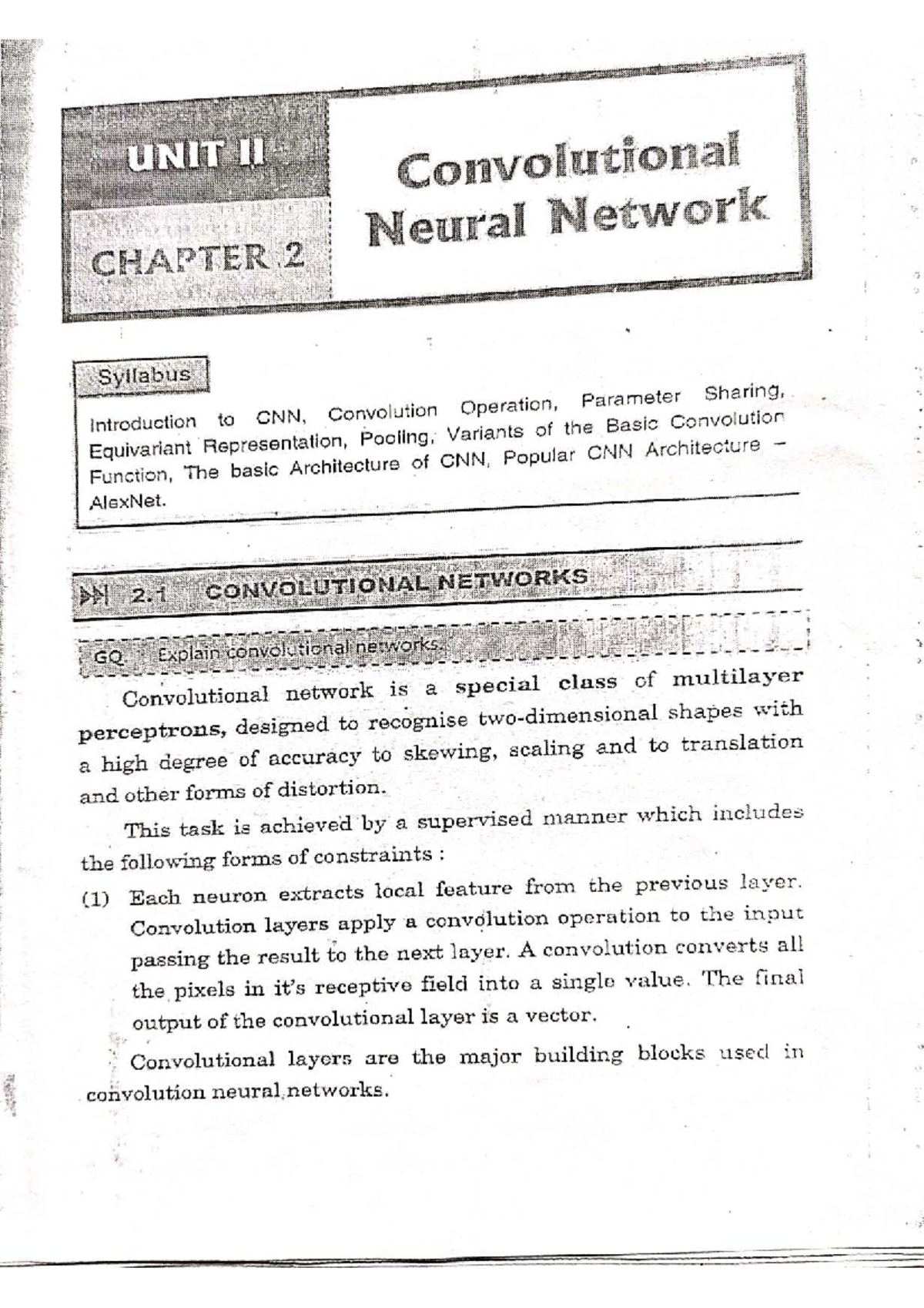 Deep Learning (DL) U2: Convolutional Neural Networks - Chapter 2 Notes ...