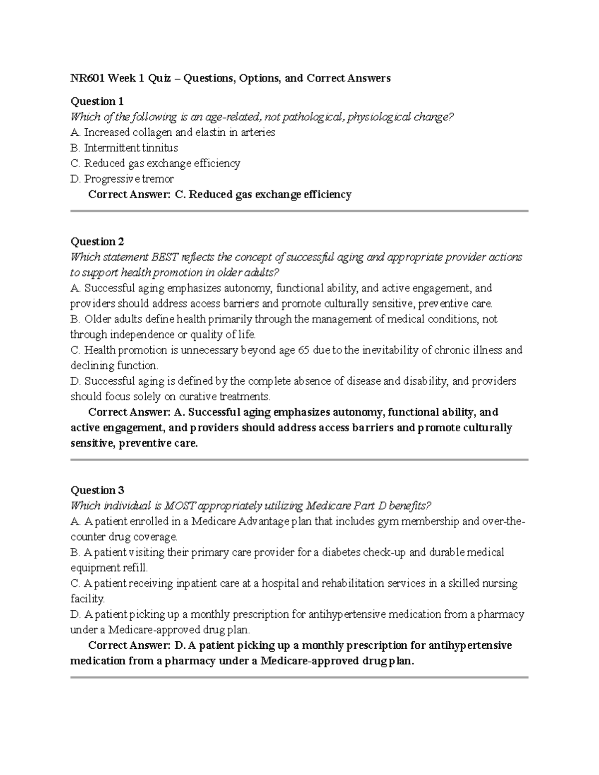 NR601 Week 1 Quiz: Questions & Answers with Key Concepts - Studocu