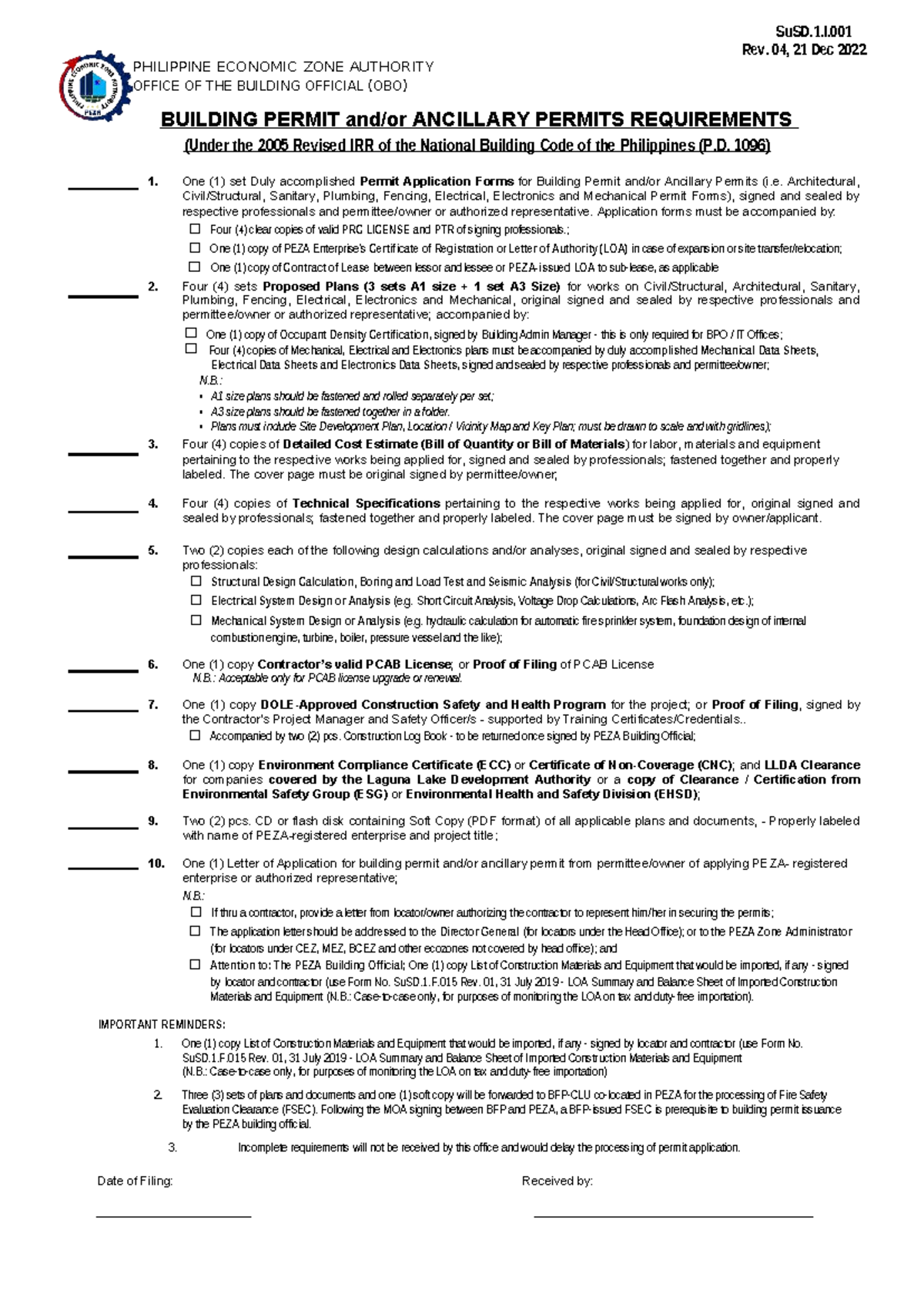 Building Permit & Ancillary Permits Requirements (SuSD.1.I.001 Rev. 04 ...