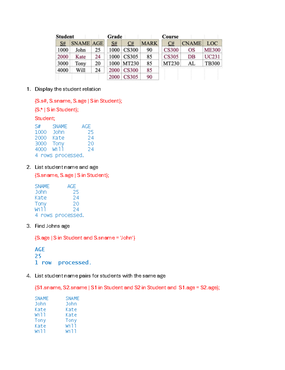 TRC Examples Notes for Database Queries and Student Relations - Studocu