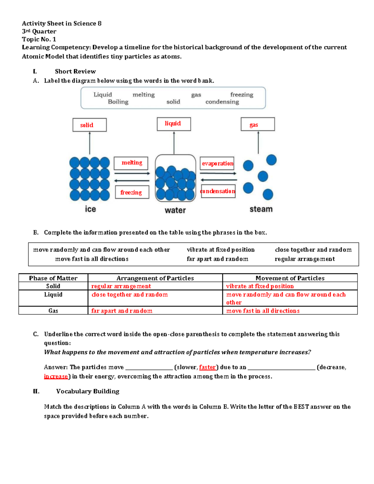 Grade 8 Science 8 Activity Sheet: Atomic Model Development - Studocu