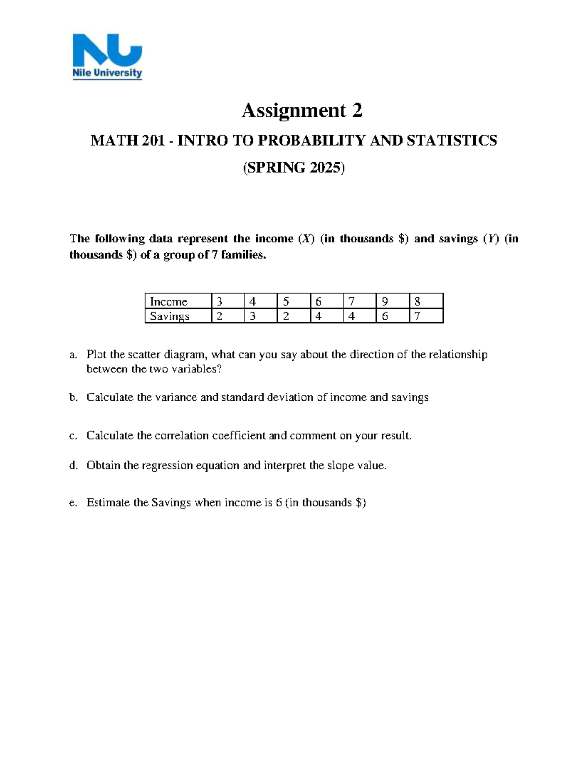 Assignment 2 MATH 201: Intro to Probability & Statistics Analysis - Studocu