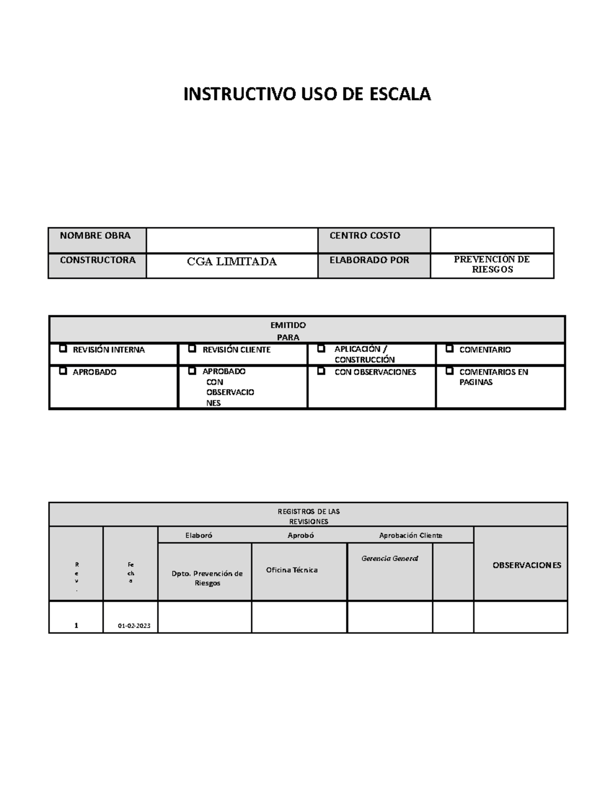 Instructivo de Uso de Escalas para Prevención de Riesgos - CGA - Studocu