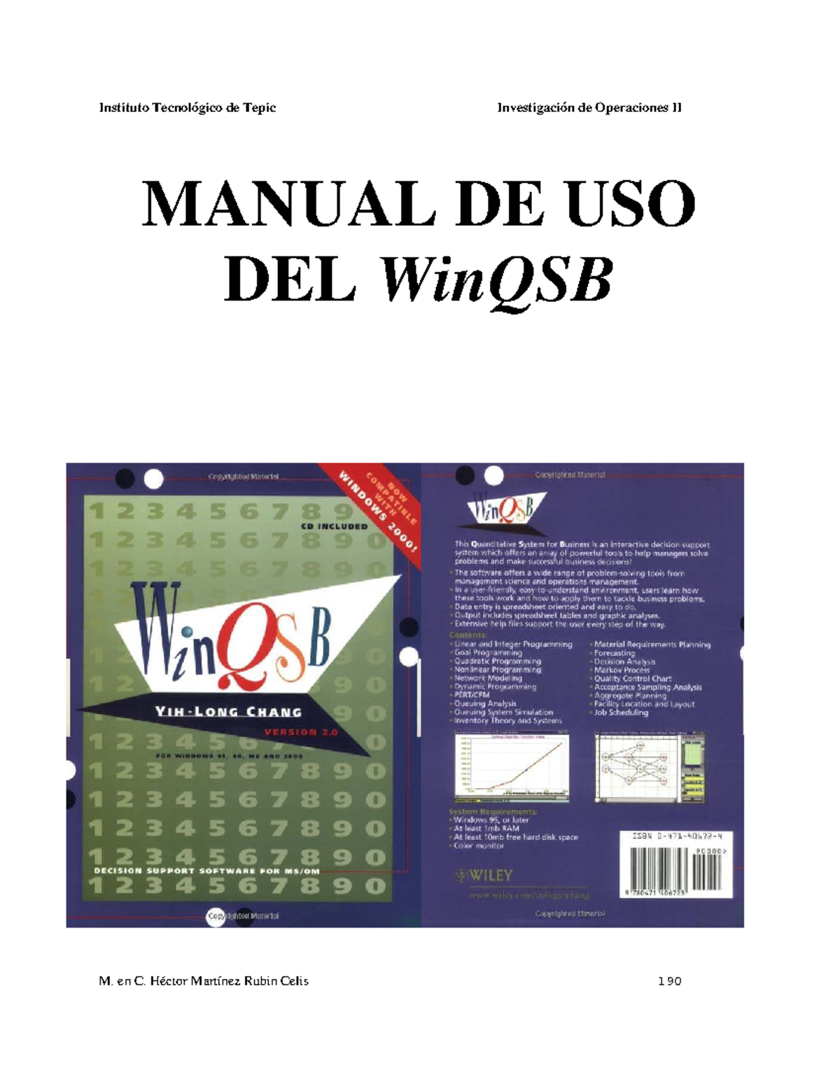 Manual de Uso del WinQSB en Investigación de Operaciones II - Studocu