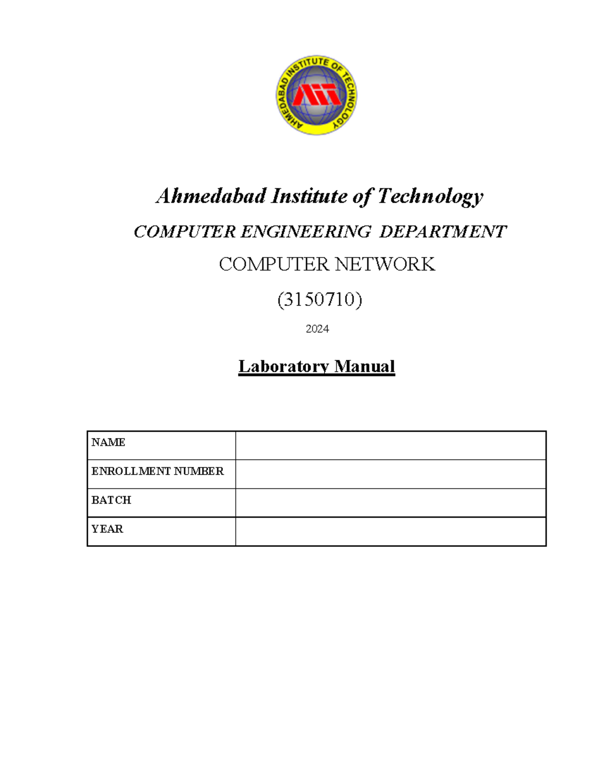 Computer Networks Lab Manual (3150710): Practical Experiments ...