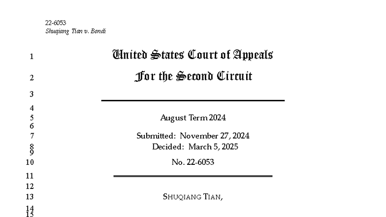 Tian v. Bondi: Appeal Analysis and BIA Decision Review - Studocu