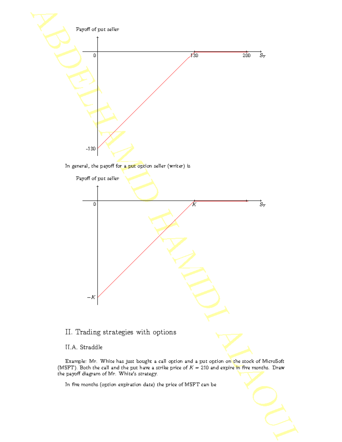 Derivatives Part 7: Payoff Strategies for Options and Examples - Studocu