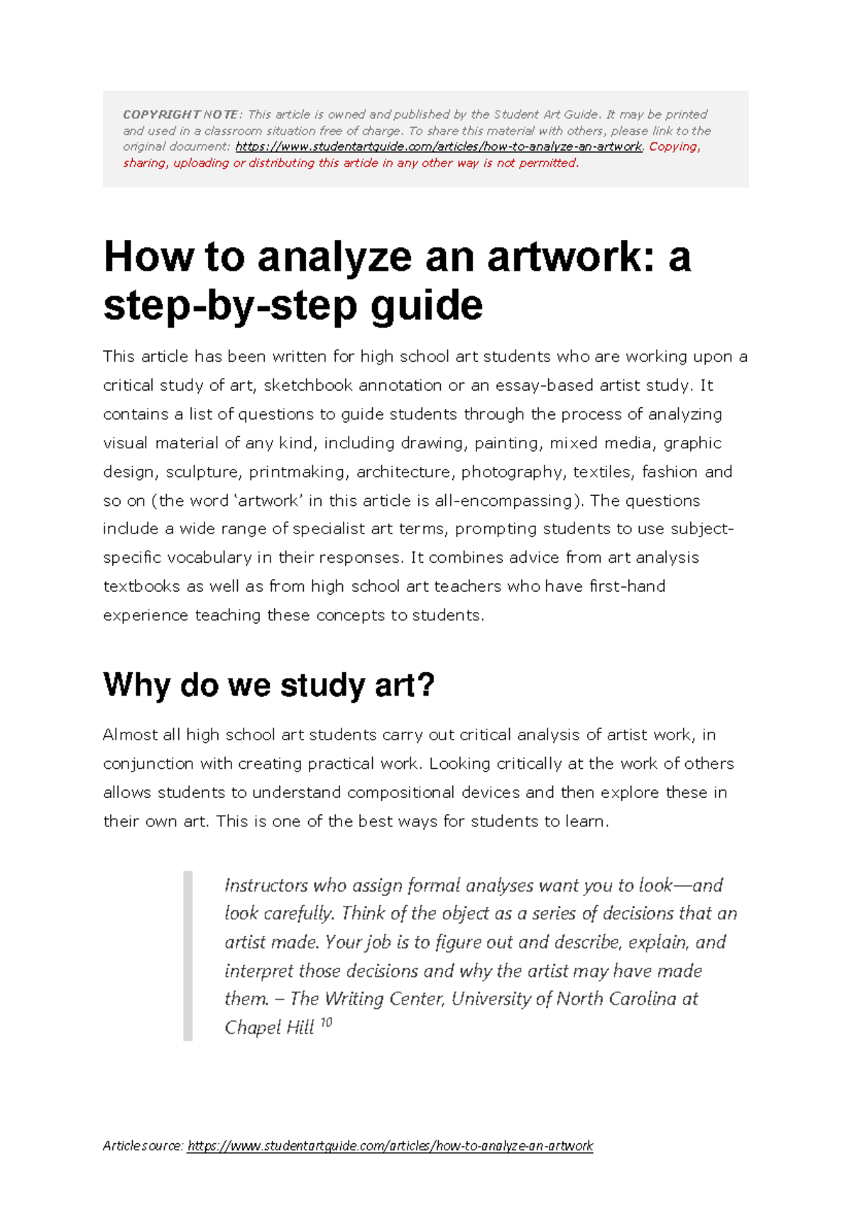 How to Analyze Artwork: A Comprehensive Guide for Art Students - Studocu