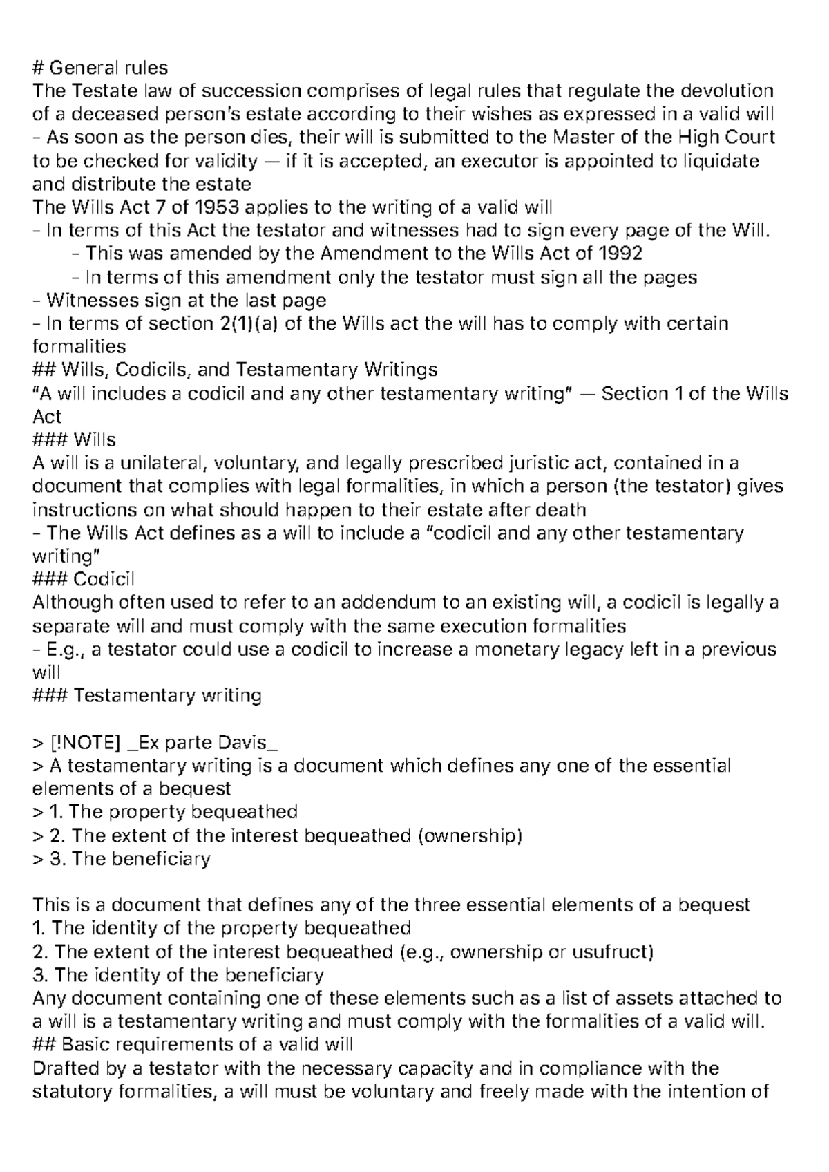 UNIT 3 Testate Succession: Understanding Wills and Legal Formalities ...