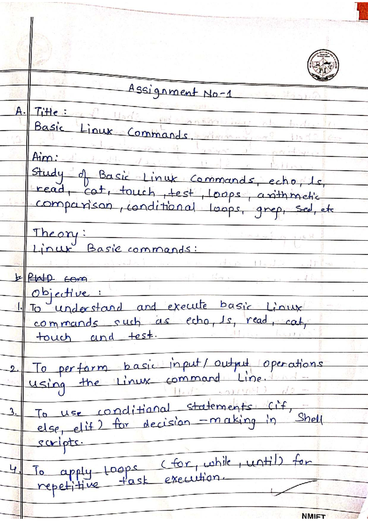 NMIET 101: Basic Linux Commands Assignment A Overview - Studocu