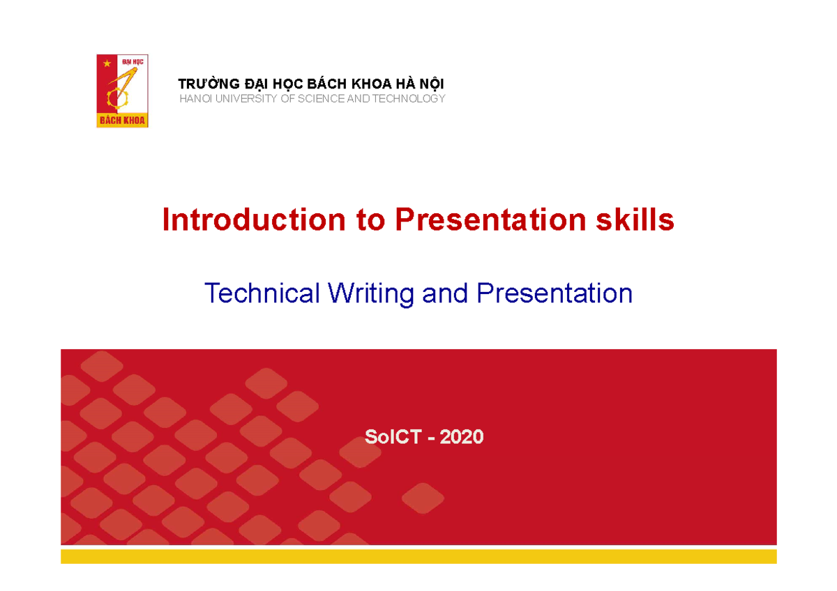 SoICT 2020 - Introduction to Presentation Skills and Techniques - Studocu
