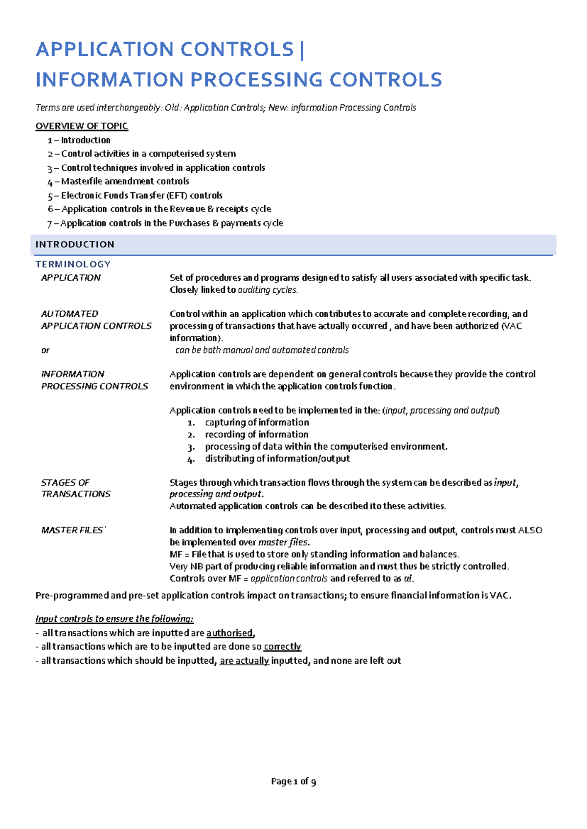 6. Information Processing Controls - Application Controls - ROV302 ...