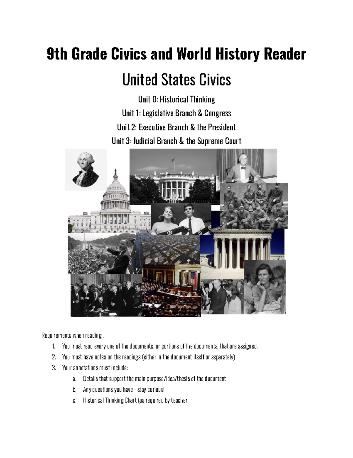 Civics Reader 24-25: 9th Grade Civic & World History Highlights - Studocu