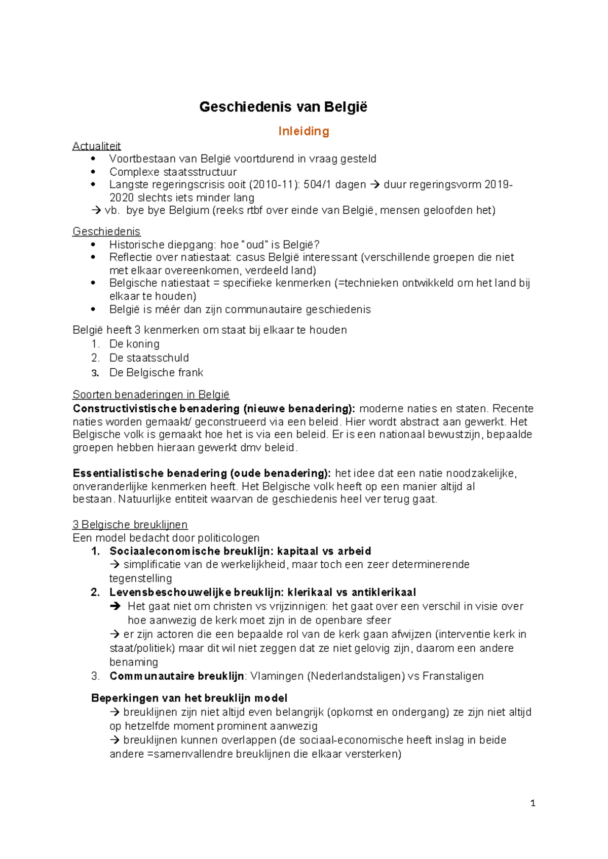 Geschiedenis van België: Inleiding en Analyse voor Examen juni 2023 ...