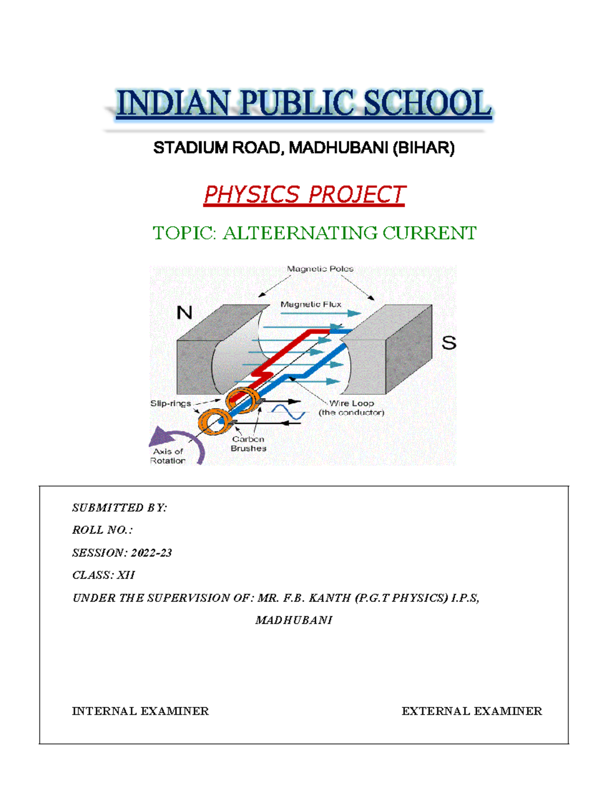 PHYSICS PROJECT: ALTERNATING CURRENT (CLASS XII) - Studocu