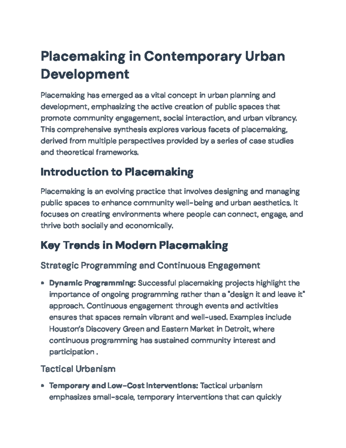 Effective Placemaking Strategies in Urban Development: Case Studies ...