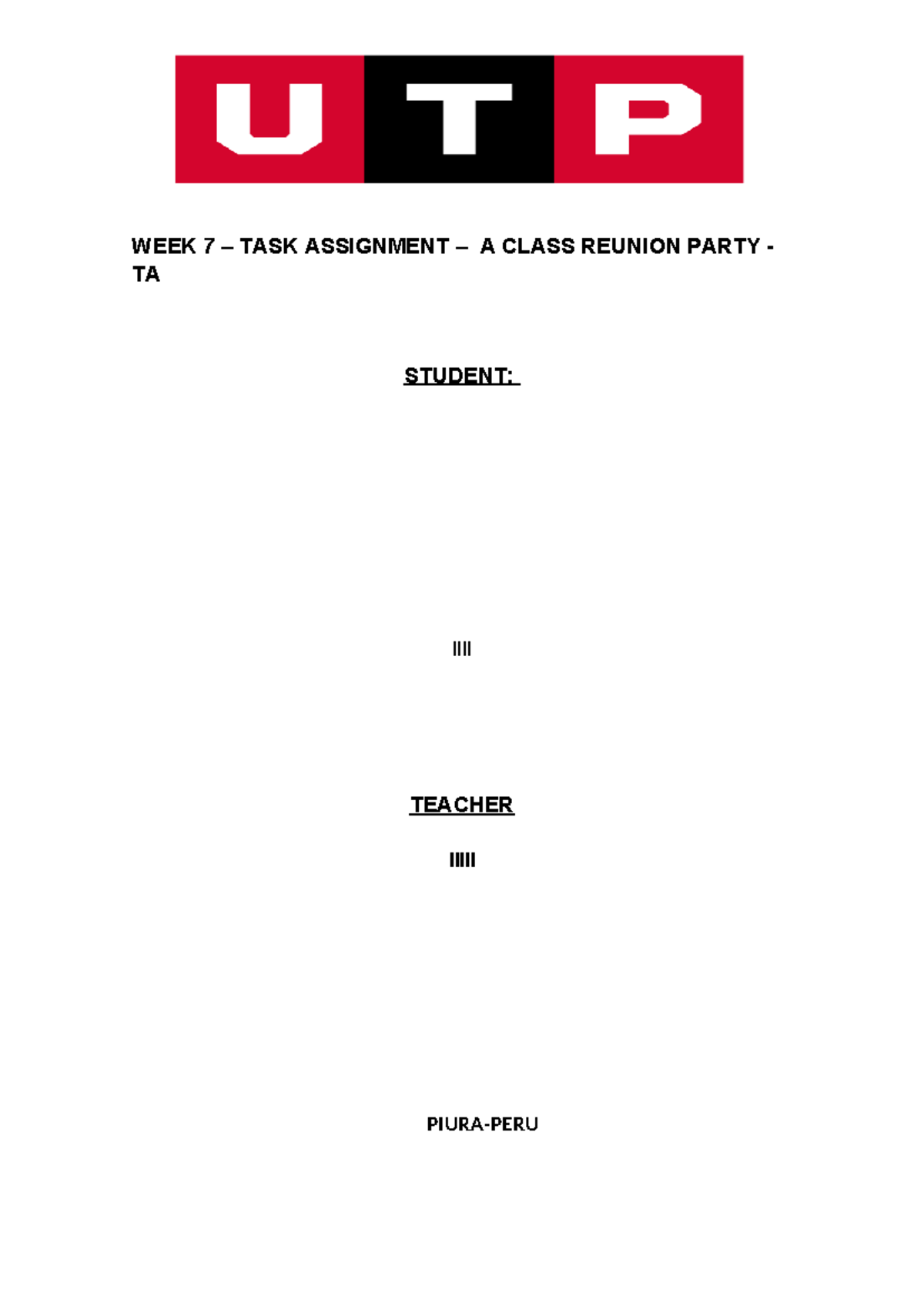 🔴 (AC-S07) Week 07 - Task Assignment – A Class Reunion Party - TA - Ingles IV - WEEK 7 – TASK ...