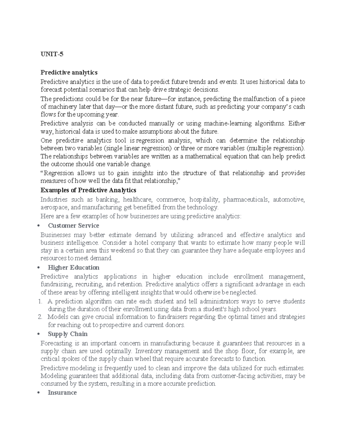 Unit 5 BDA: Understanding Predictive Analytics and Regression ...