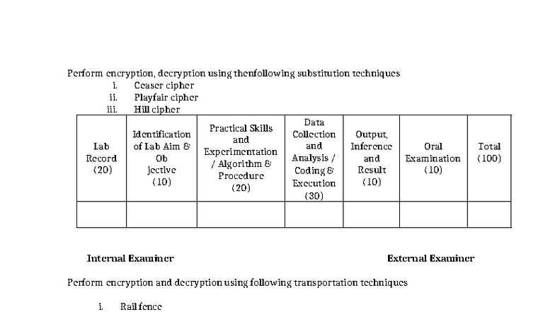 Security Lab Practical: Encryption & Decryption Techniques - Studocu