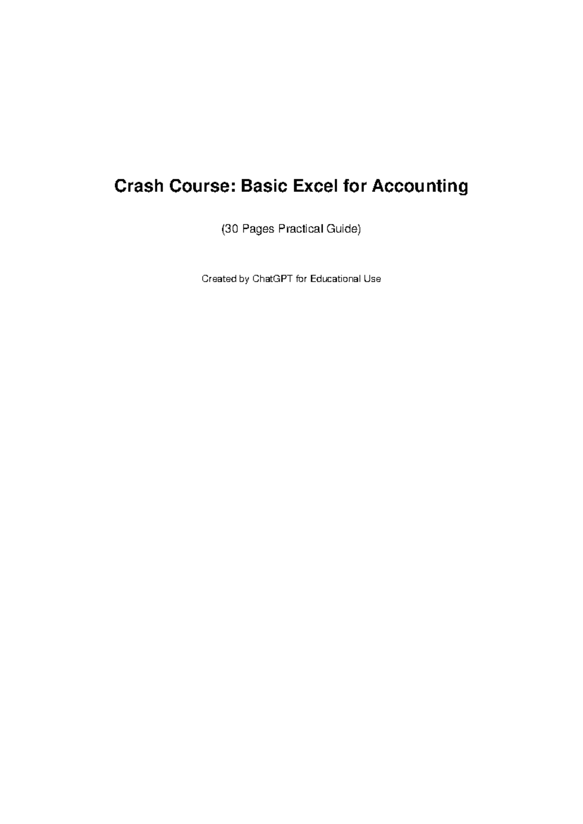 Crash Course: Basic Excel for Accounting (30 Pages Guide) - Studocu