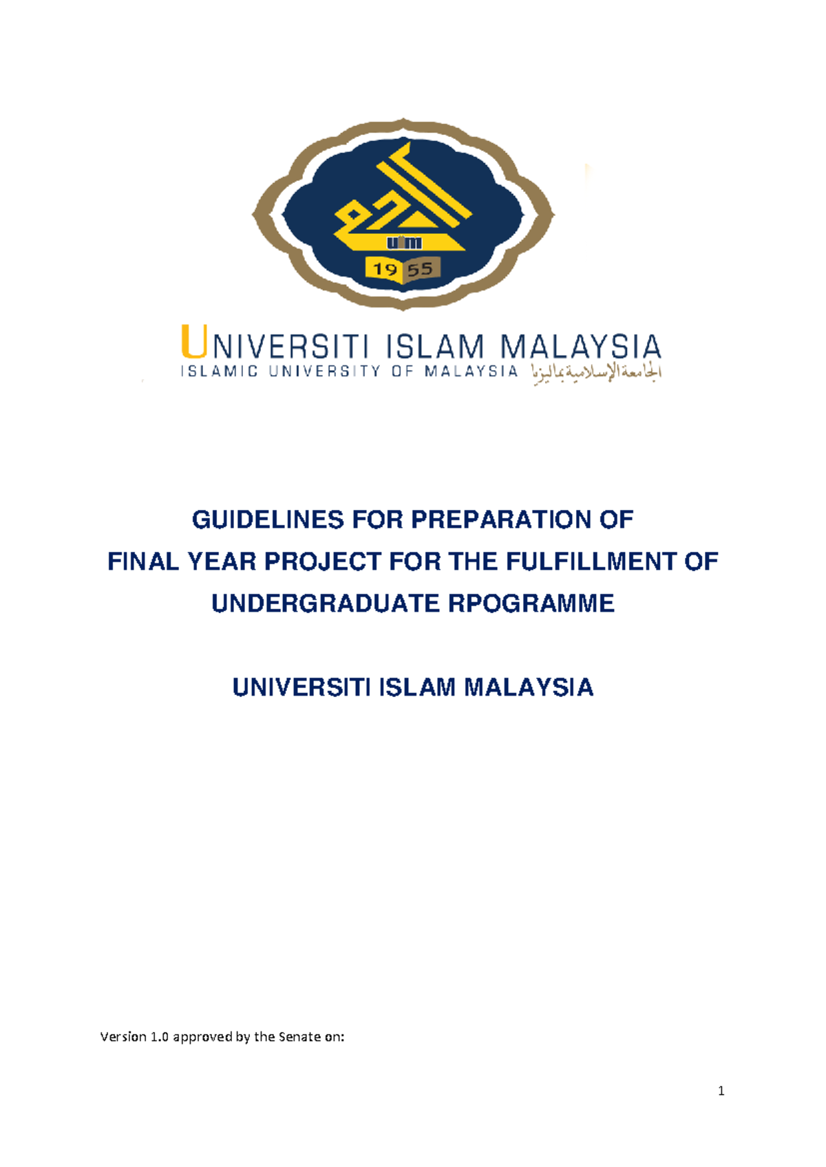 FYP Guidelines for Final Year Project - Universiti Islam Malaysia - Studocu