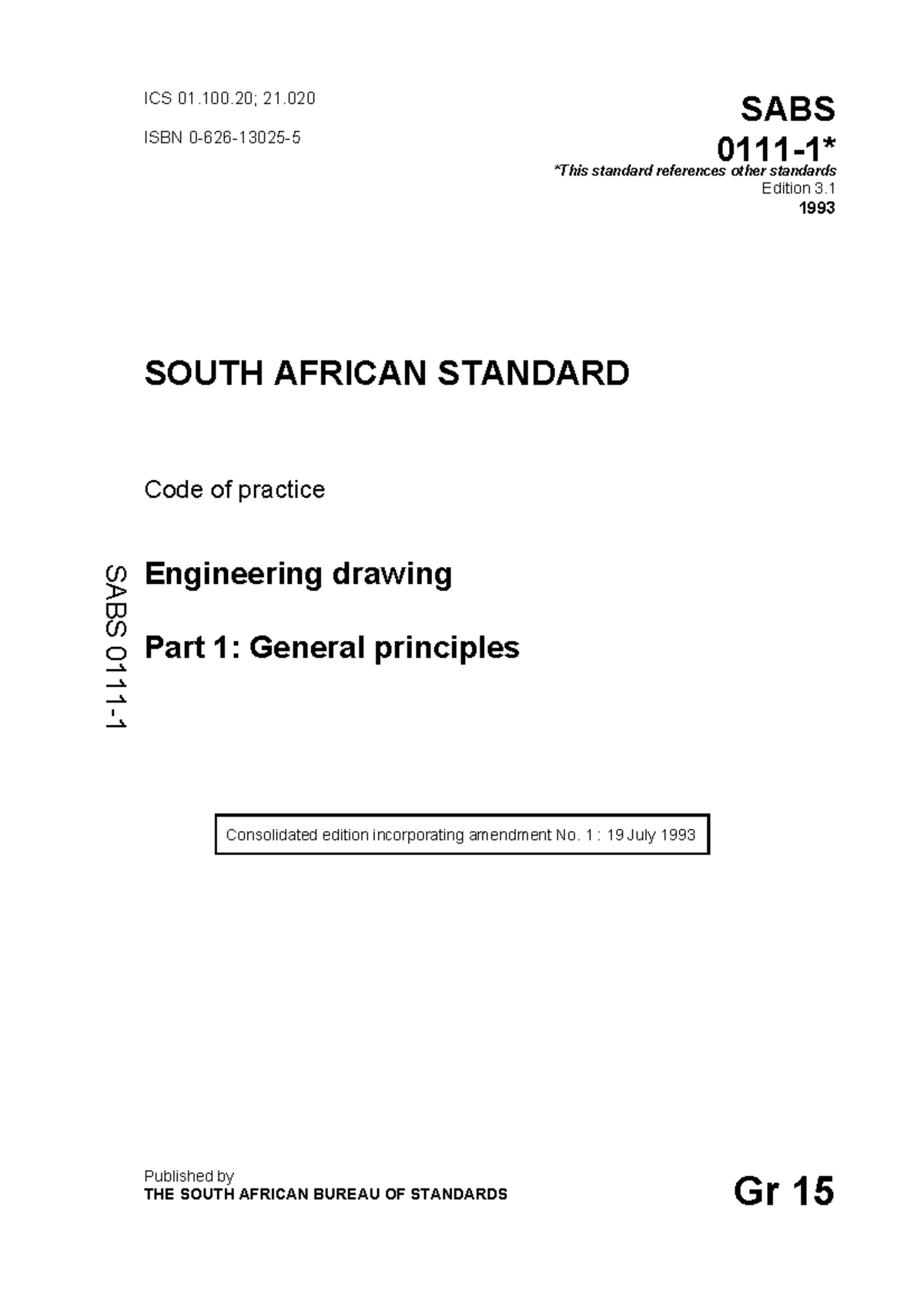 SABS 0111-1: Engineering Drawing General Principles Overview - Studocu