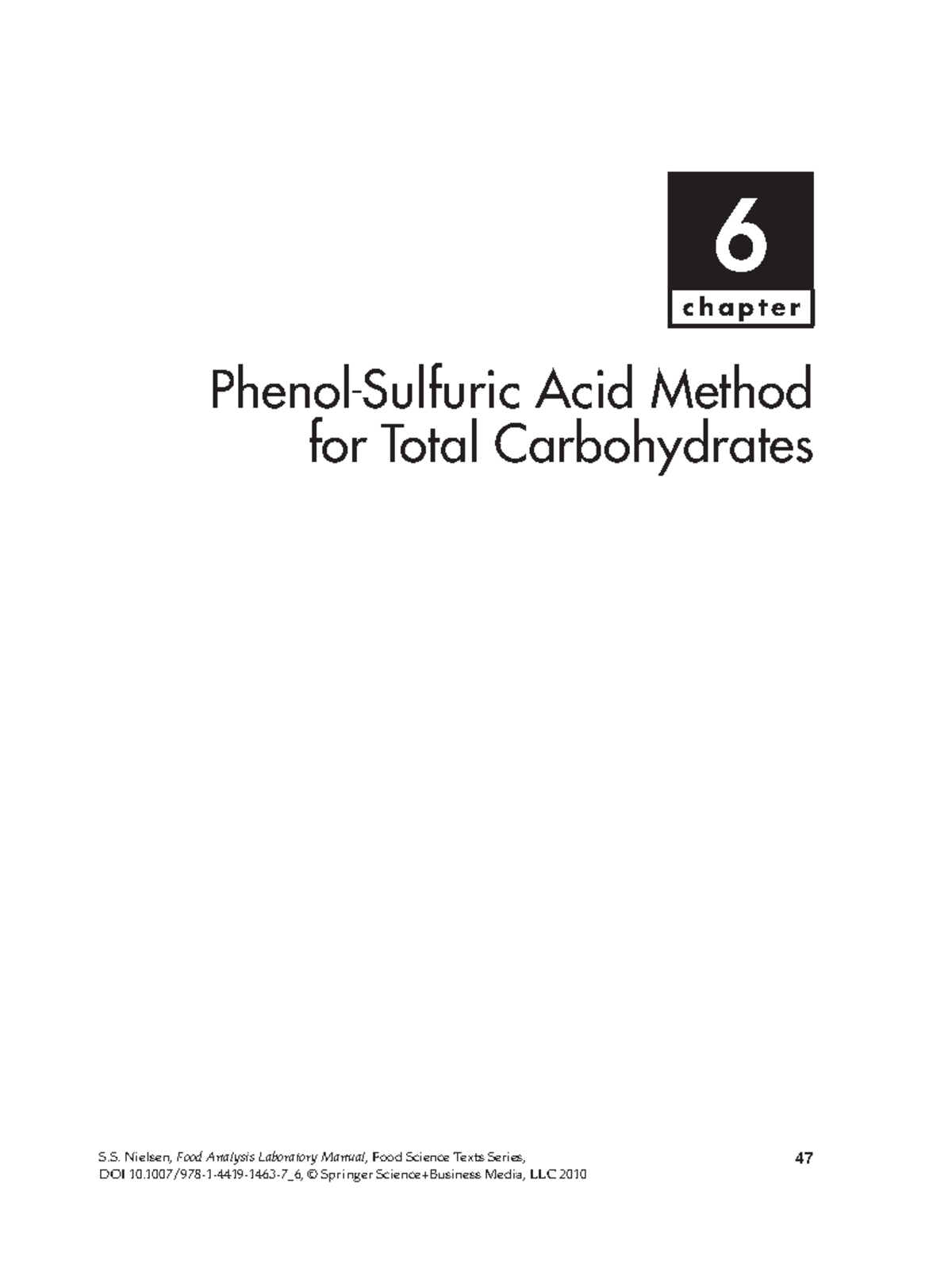 Ch. 6 Total Carbohydrate Analysis Procedures in Food Science - Studocu