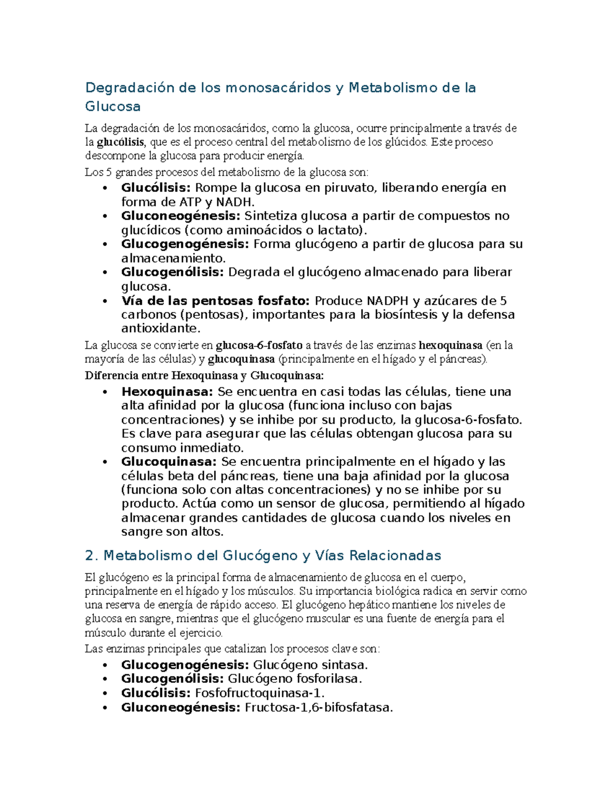 Metabolismo de los Glúcidos: Glucólisis y Regulación Hormonal 1 - Studocu