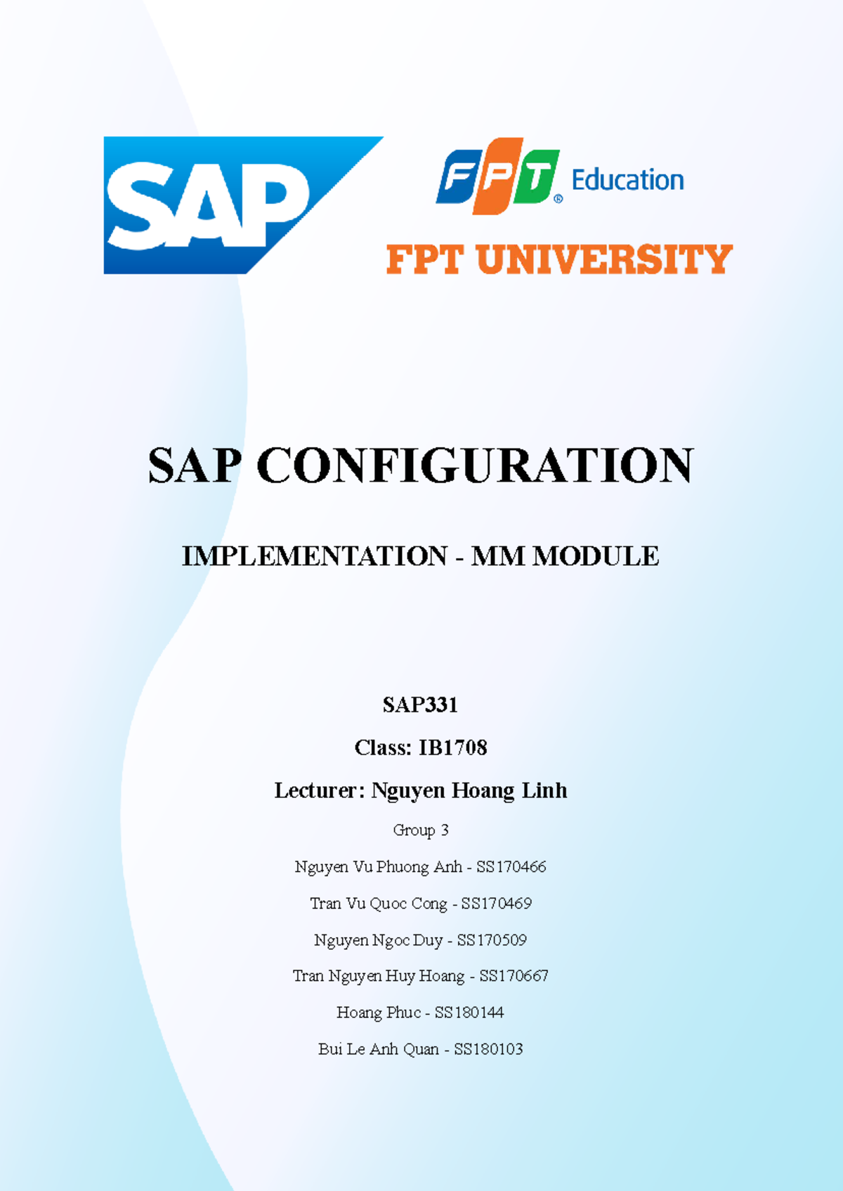 Final Report - SAP MM Configuration Implementation (SAP331) - Studocu