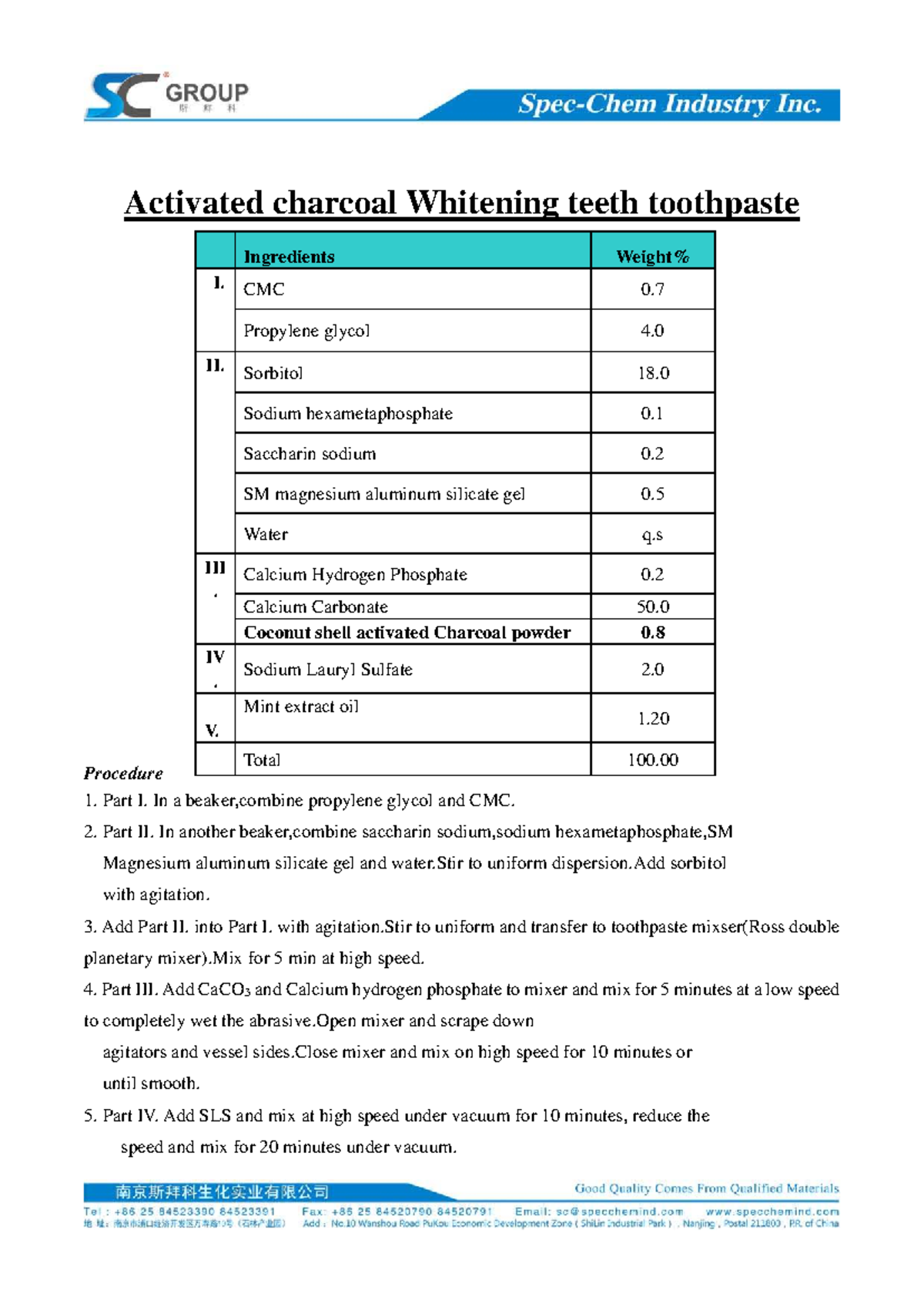 Activated Charcoal Whitening Toothpaste Ingredients & Procedure - Studocu