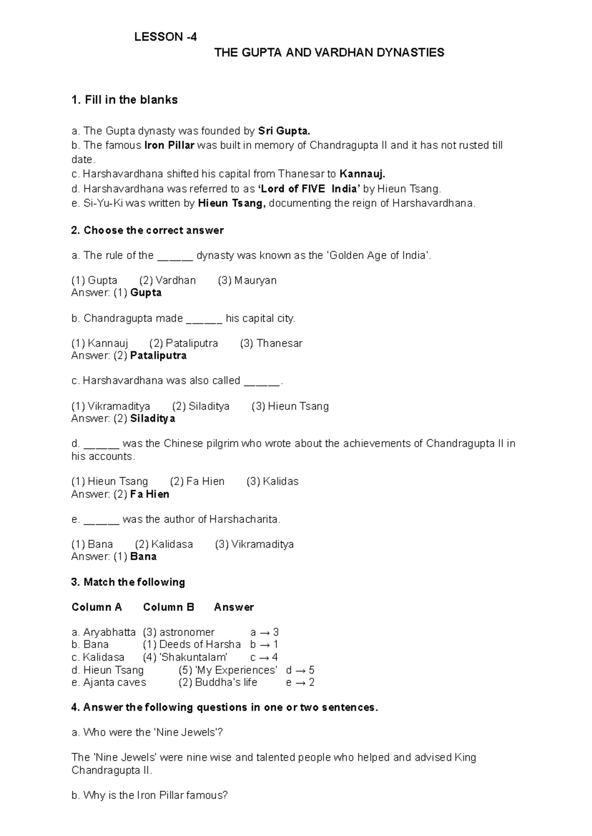 PT3 Lesson 4 & 5 Notes: Gupta & Vardhan Dynasties - Studocu