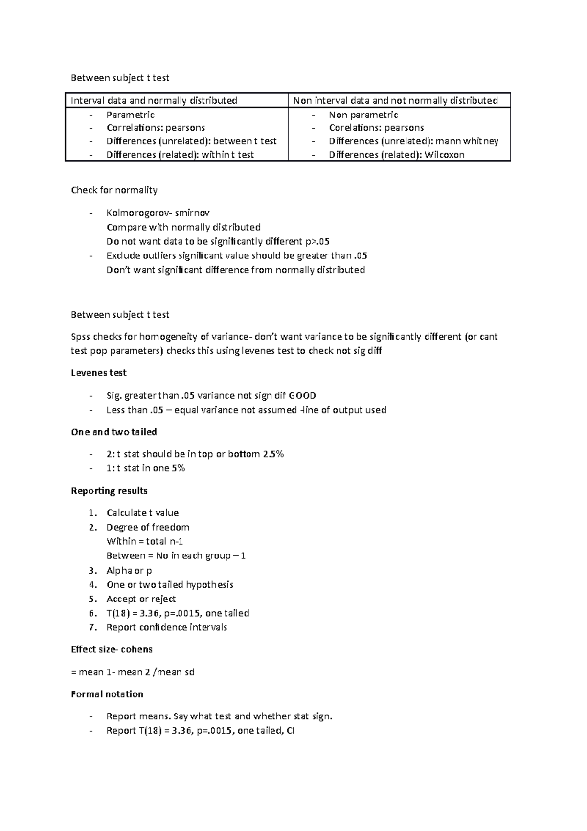Significance testing Between subject t test - Between subject t test ...