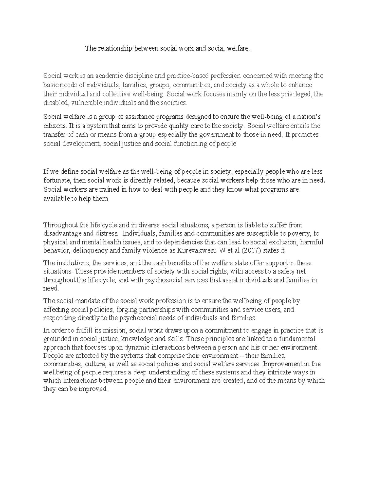 Social Work & Welfare: Enhancing Well-Being through Support - Studocu