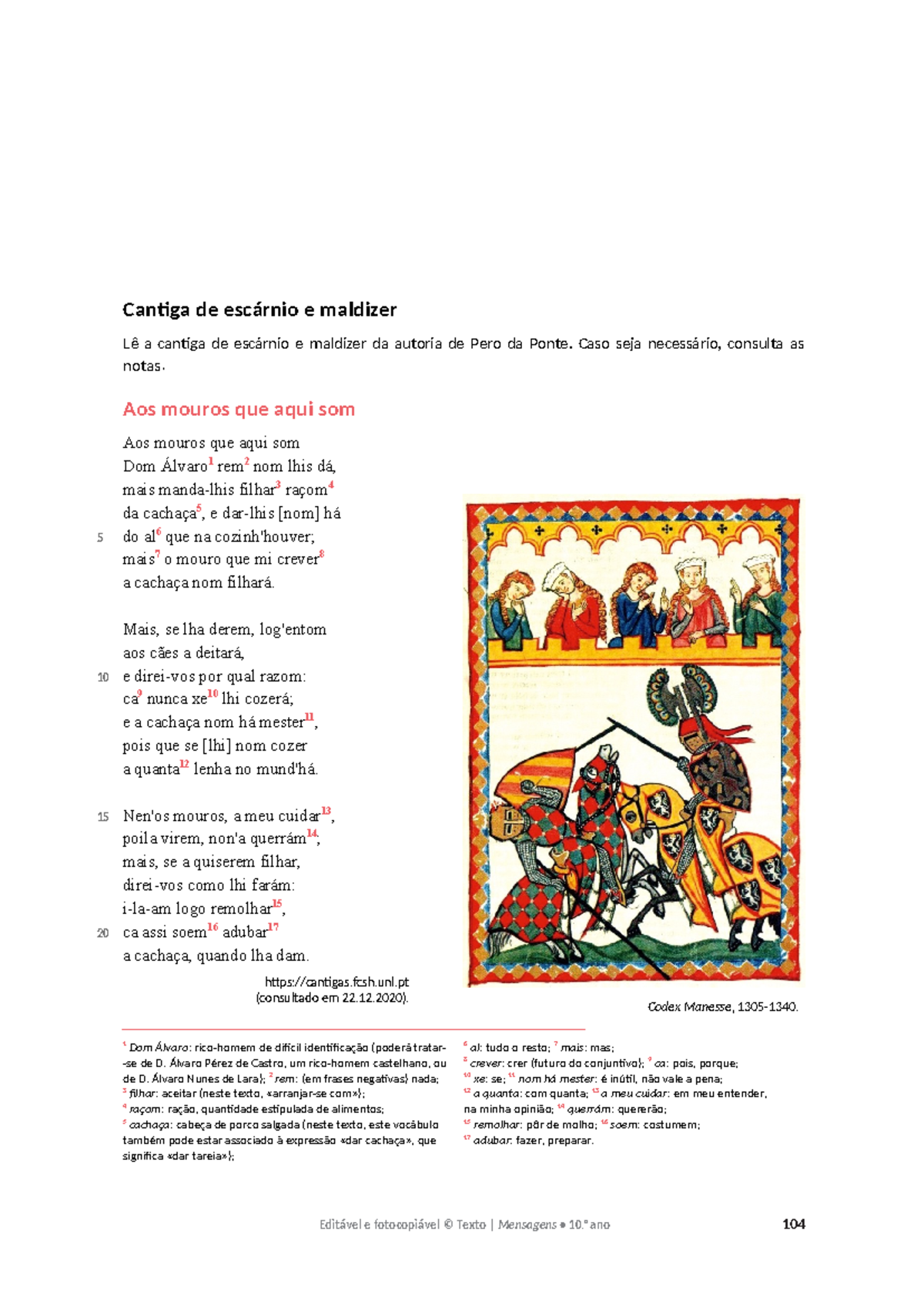 Ficha Educacao Literaria 3 - Cantiga de escárnio e maldizer Lê a ...