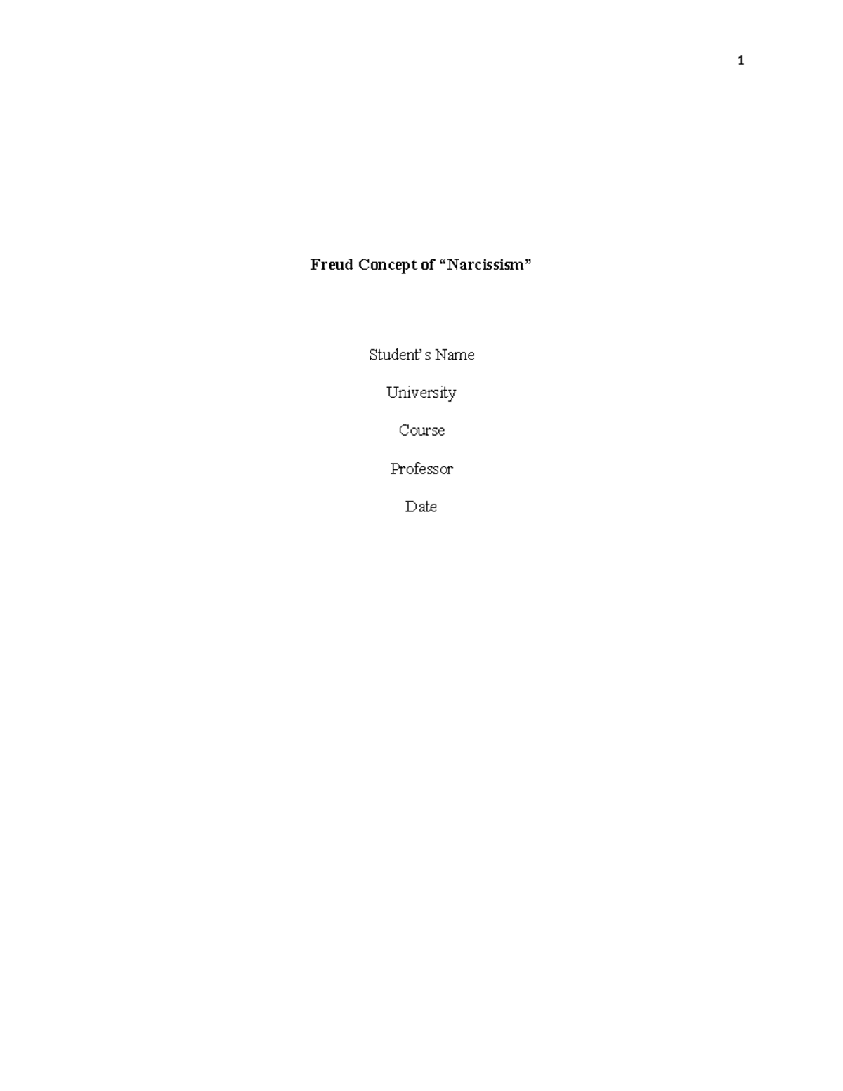 Freud's Concept of Narcissism: An Essay Analysis - Studocu