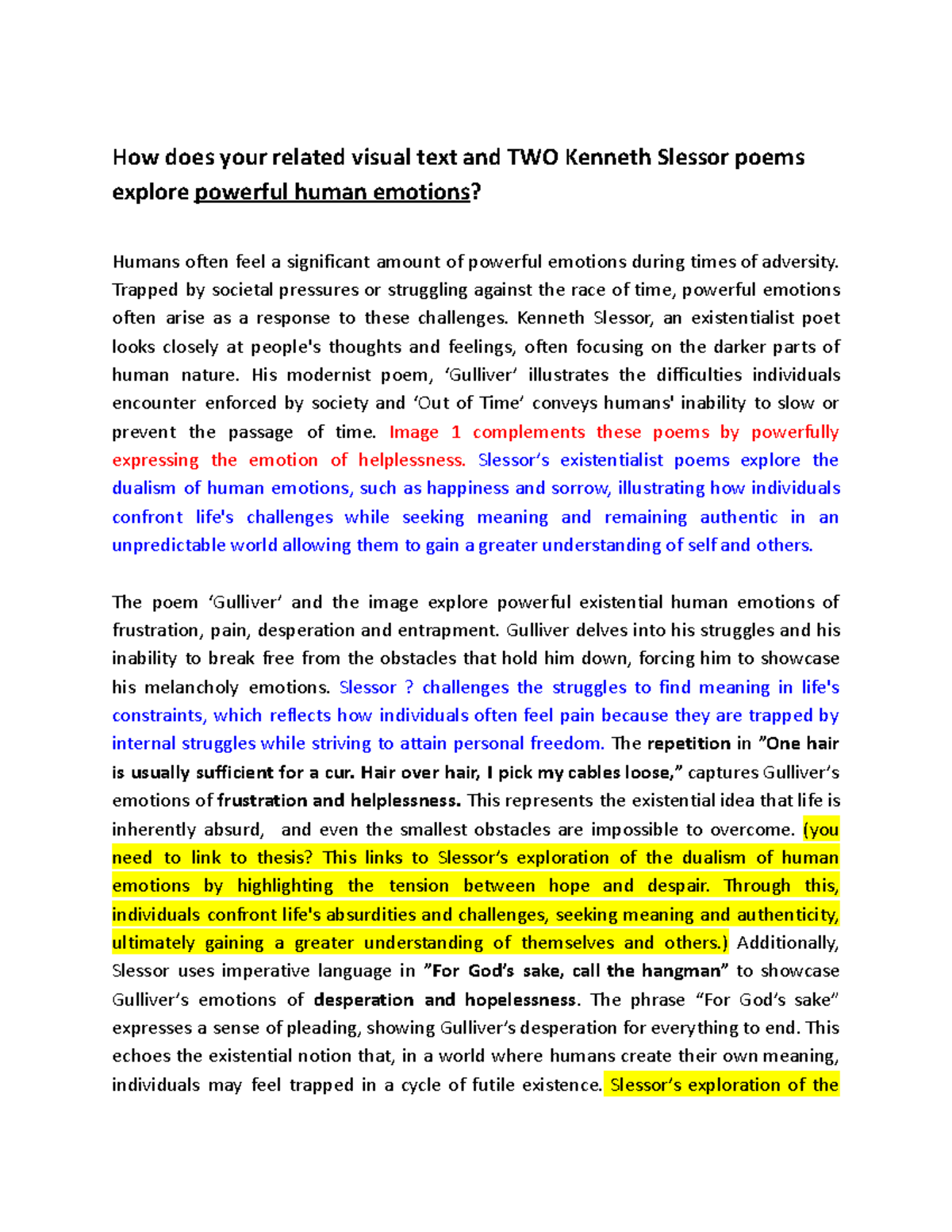 HSC English Multimodal Kenneth Slessor Essay - How does your related ...