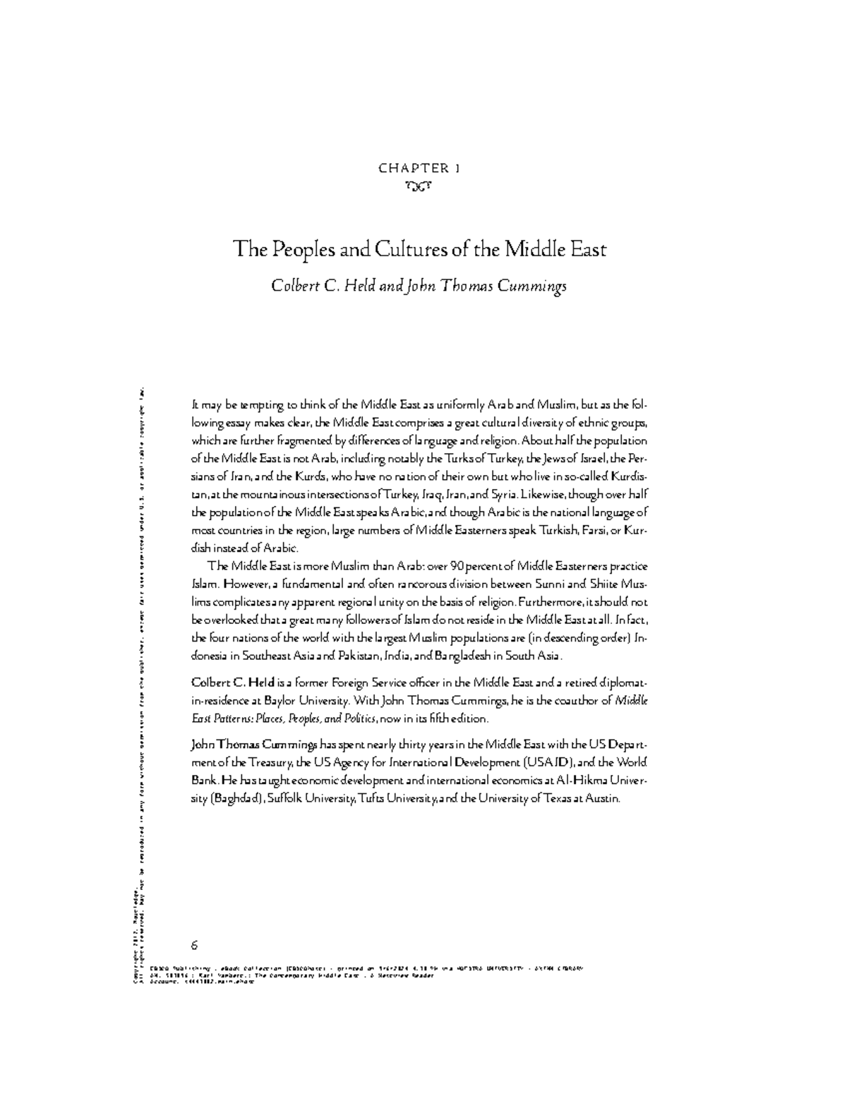 The Peoples and Cultures of the Middle East: An Overview (HIST 102 ...