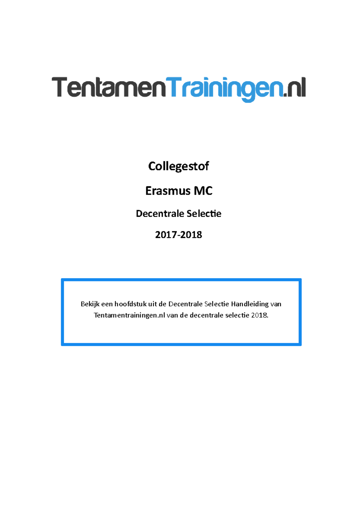 Decentrale Selectie Handleiding 2018 voor Erasmus MC Studenten ...