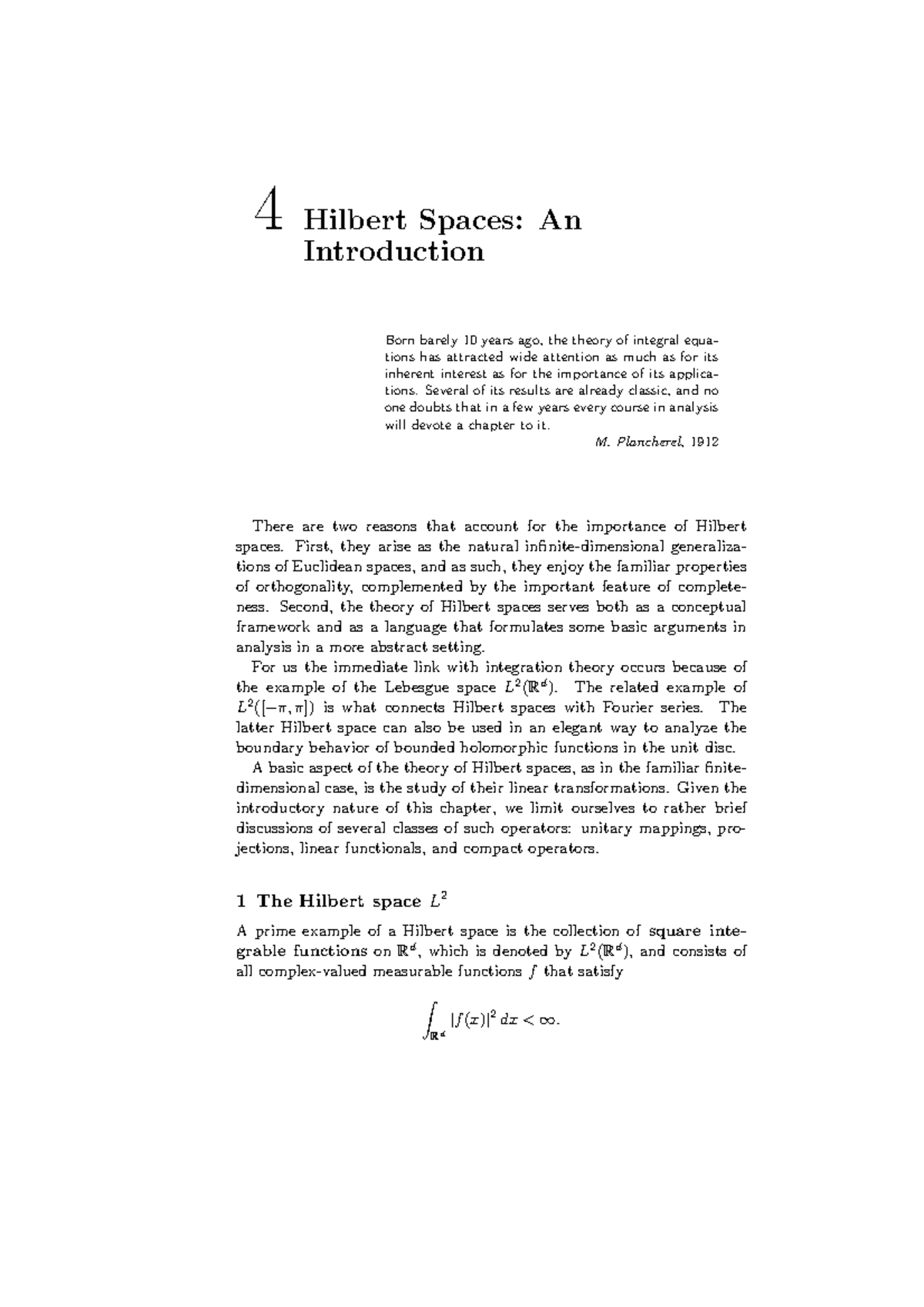 4 Hilbert Spaces: An Introductory Overview of L2 Theory - Studocu