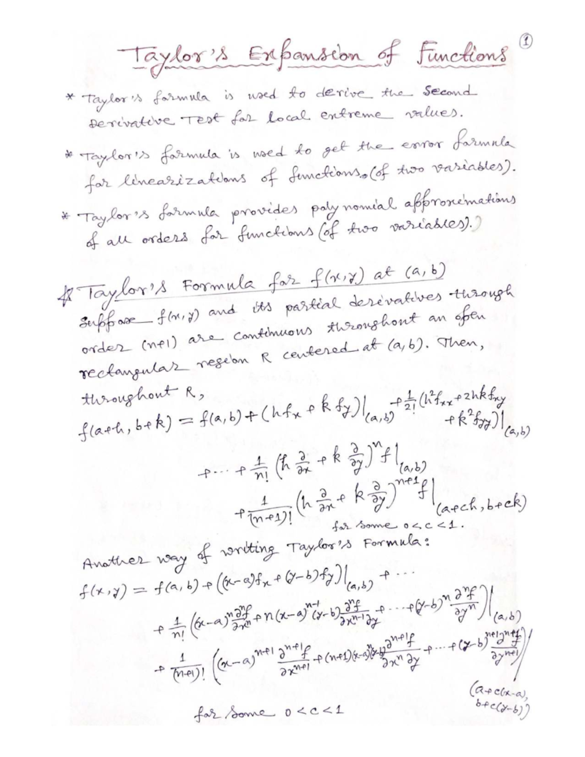 7. Taylor Series for Functions of Multiple Variables - Lecture 1 - Studocu