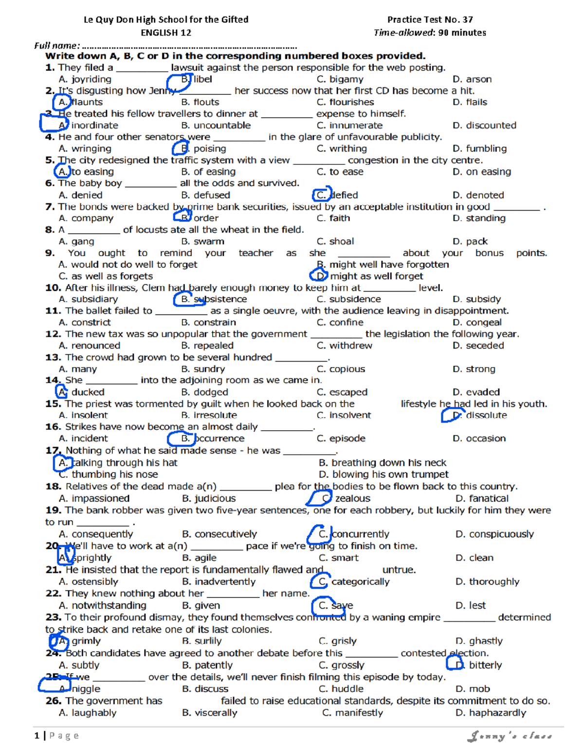 No. 37. Q - practice - English Language - Le Quy Don High School for ...