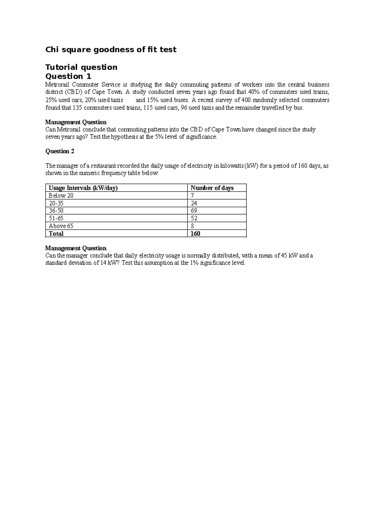 Chi-Square Goodness of Fit Test Tutorial: Metrorail & Electricity Usage ...