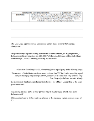 Copyreading and Headline Writing Sample Material - COPYREADING AND ...