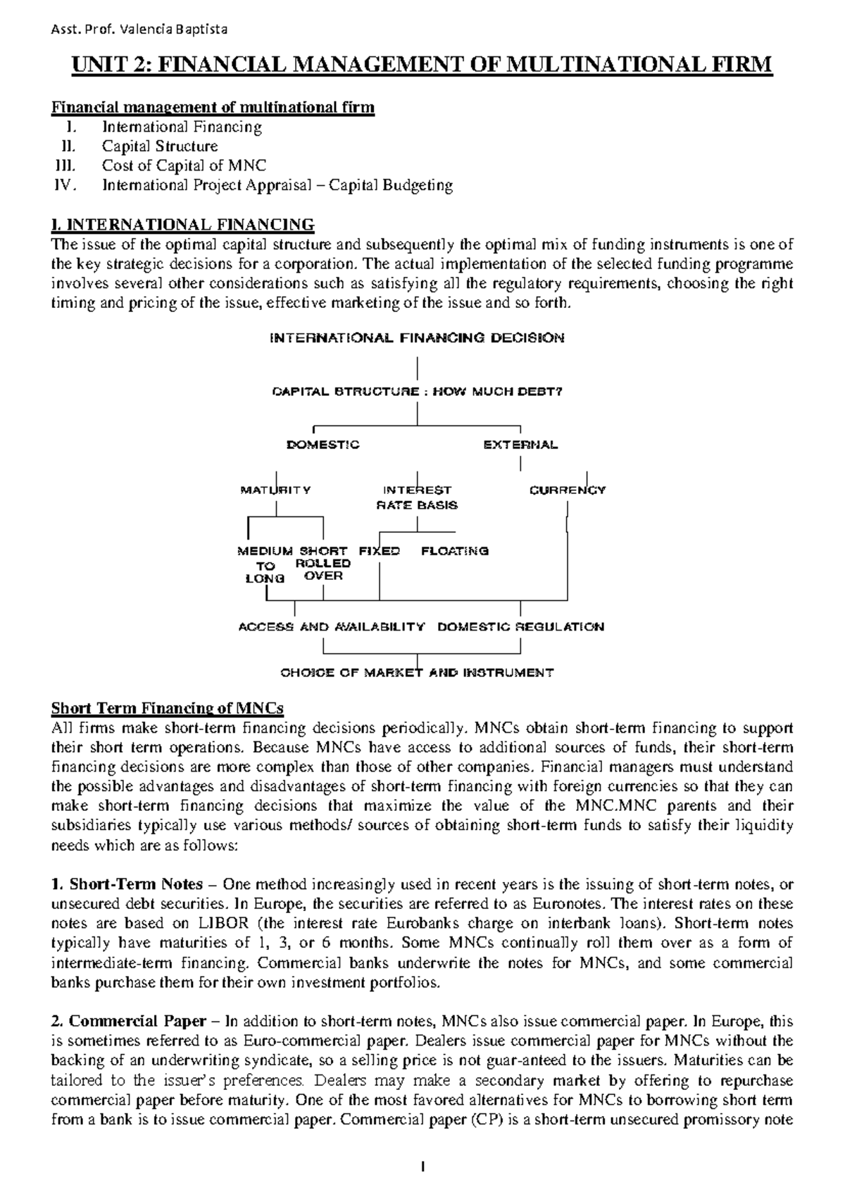 UNIT 2: Financial Management of Multinational Firms - Key Concepts and ...